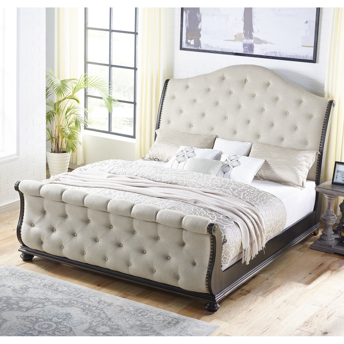 Lark Manor™ Aniah Tufted Upholstered Sleigh Bed & Reviews | Wayfair