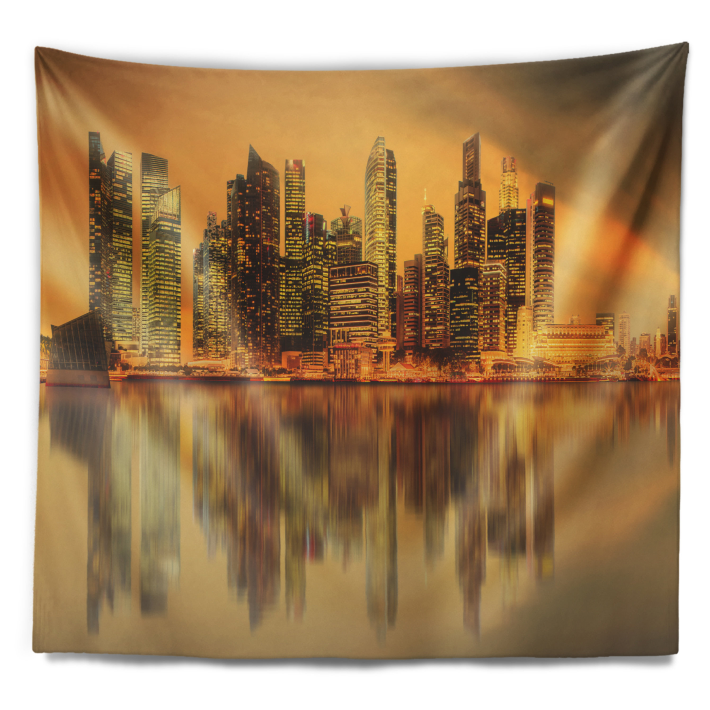 East Urban Home Cityscape Singapore Marina Bay Skyscrapers Tapestry ...