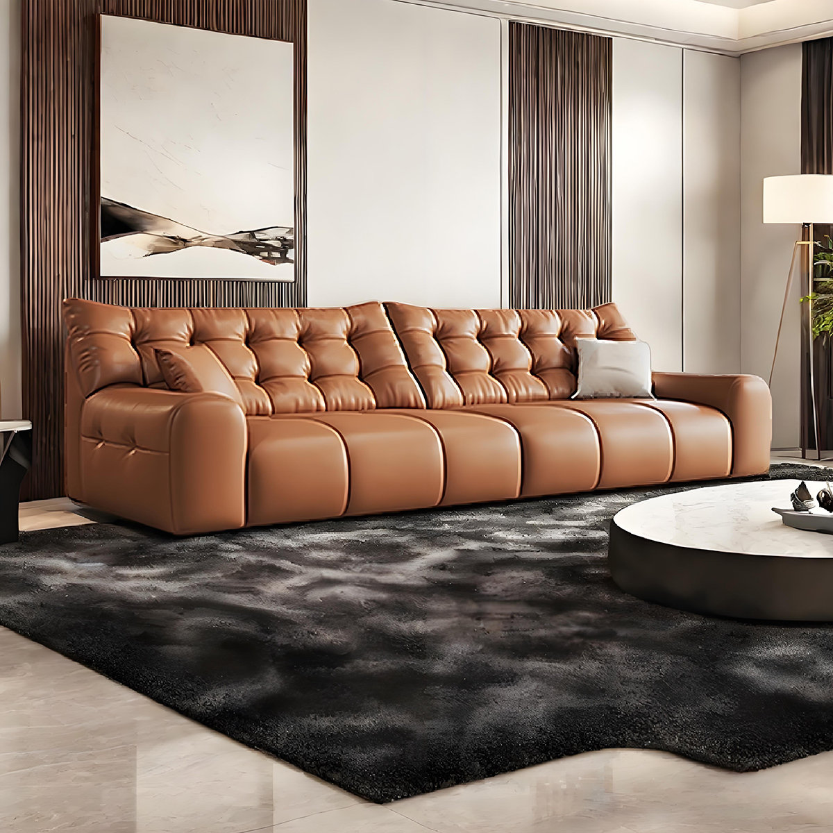 Ebern Designs Modern Straight-Line Sofa For Living Room | Wayfair