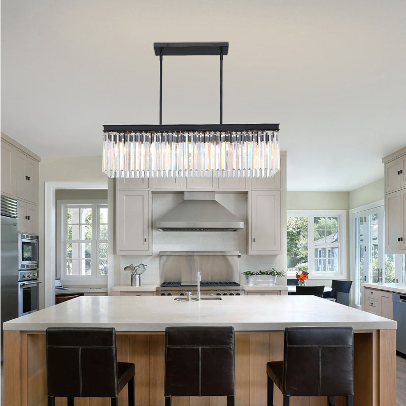 Mercer41 Neilina 6 - Light Glass Dimmable Square / Rectangle Chandelier ...