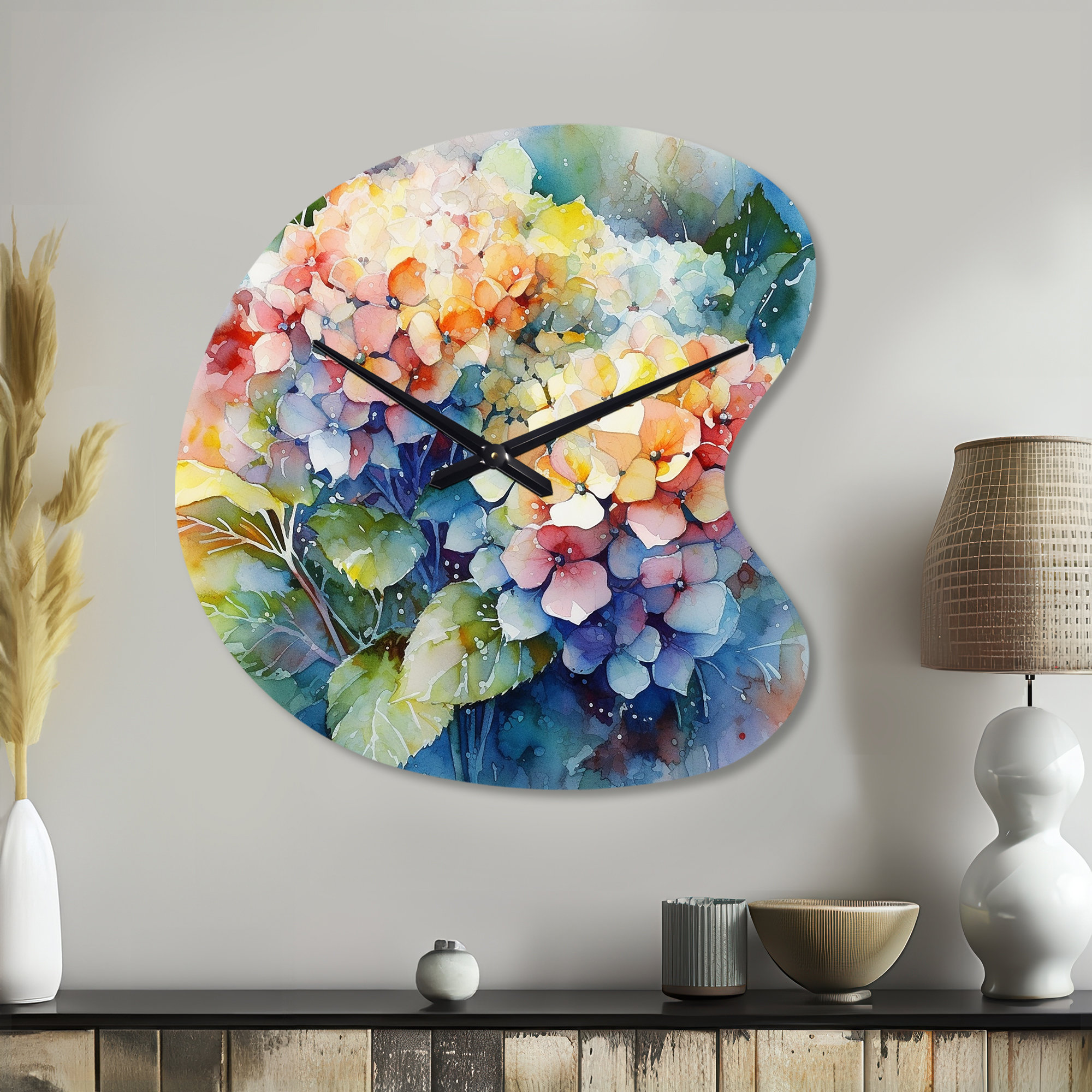 Design Art Blue Green Hydrangea - Hydrangea Unique Shape Metal Wall ...