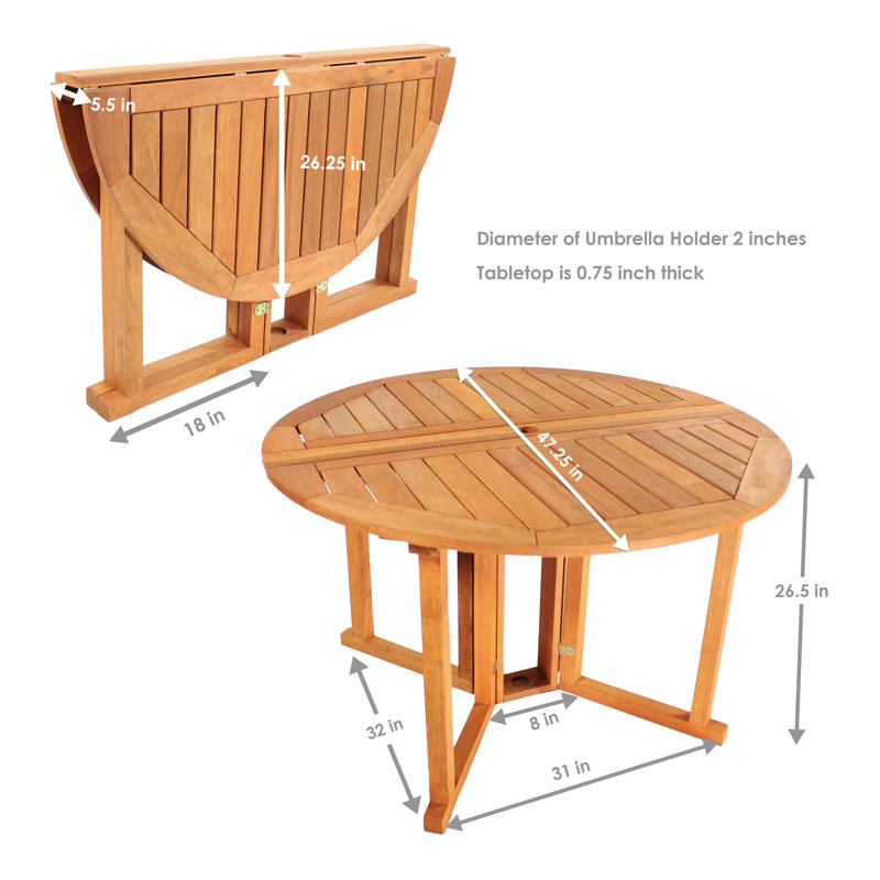 Union Rustic Kerlyn Malaysian Hardwood Gateleg Extendable Outdoor ...