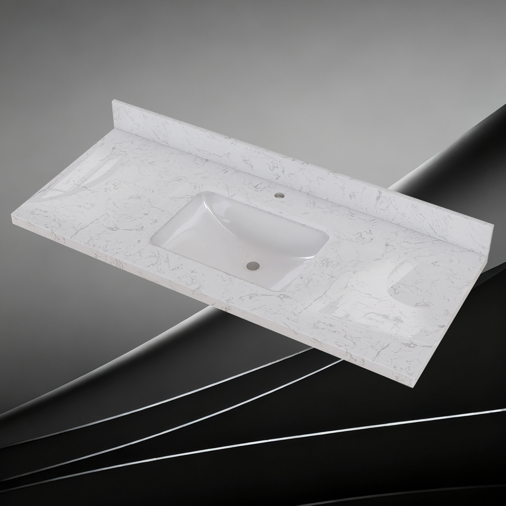 GETPRO 48'' W X 22'' D Engineered Stone Carrara White Vanity Top Single ...