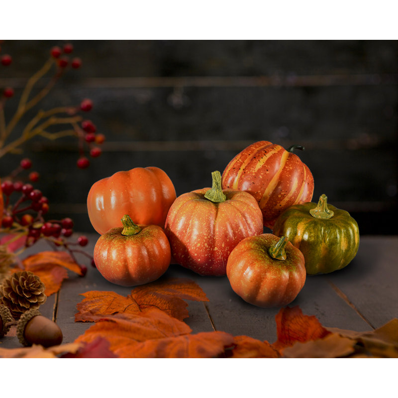 August Grove® 6 Piece Assorted Artificial Pumpkins Set & Reviews | Wayfair