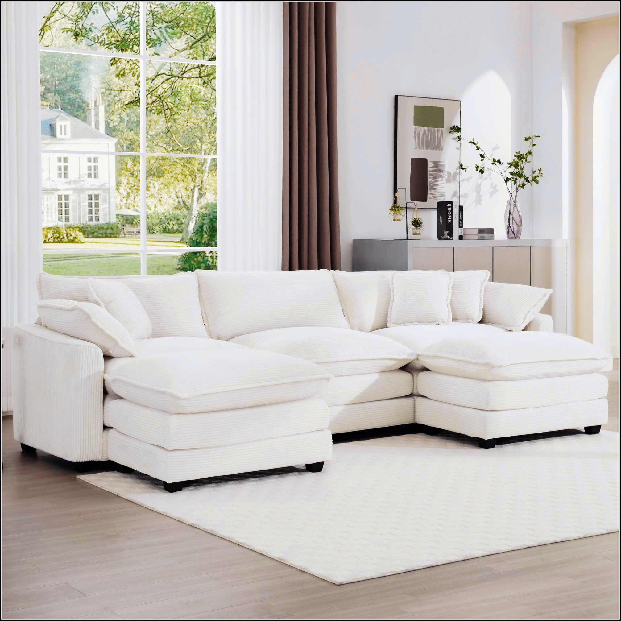 Ebern Designs Oversized Modular Cushion Sofa With Ottomans - Wayfair Canada