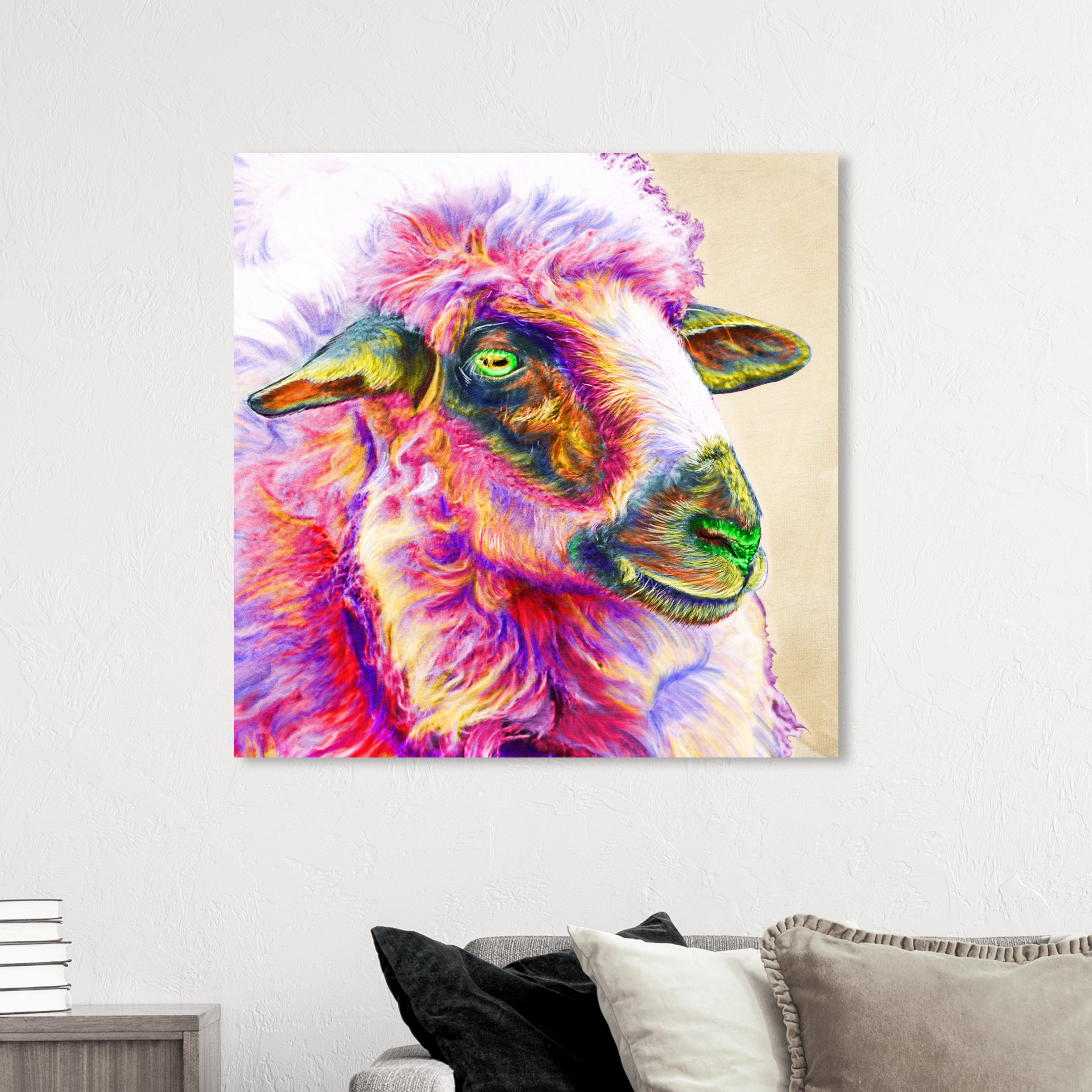 Latitude Run® 'Colour Glam Sheep' Acrylic Painting Print on Canvas ...
