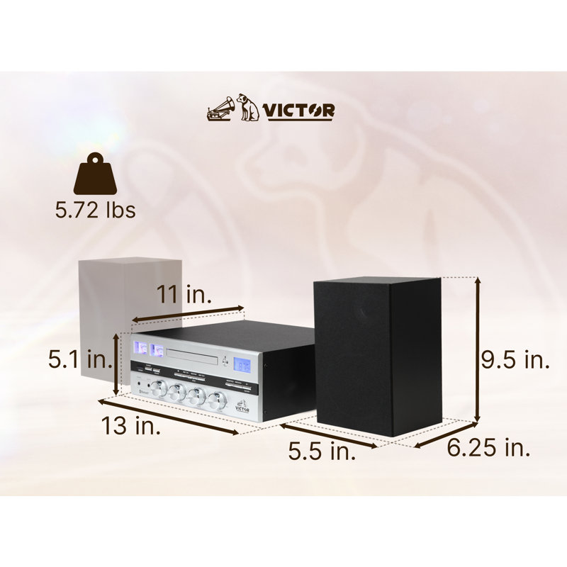 Victor 50 Watt Desktop CD Stereo System with Bluetooth & Reviews | Wayfair
