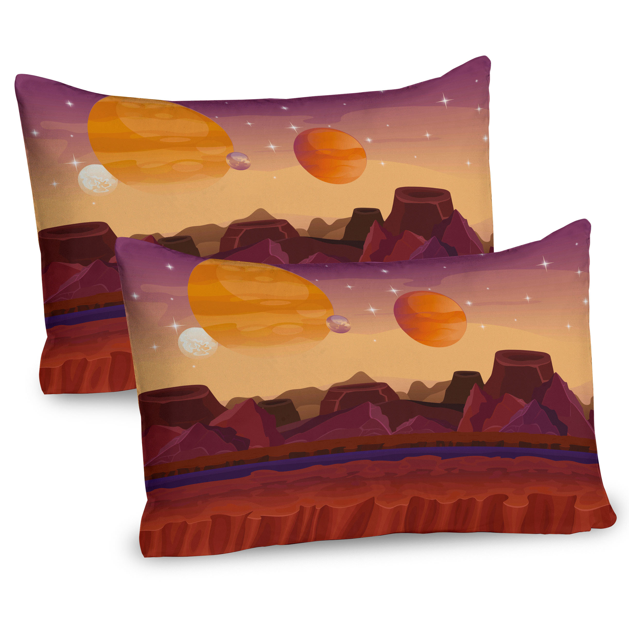 Ambesonne Outer Space Pillow Sham 2 Pack Planetary Graphic Dried Rose ...