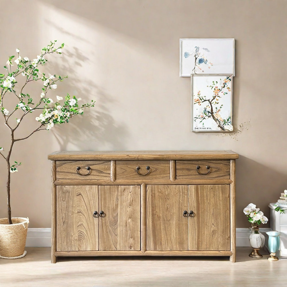 Wu's StylishVault Solid Old Elm Wood Console Cabinet | Wayfair