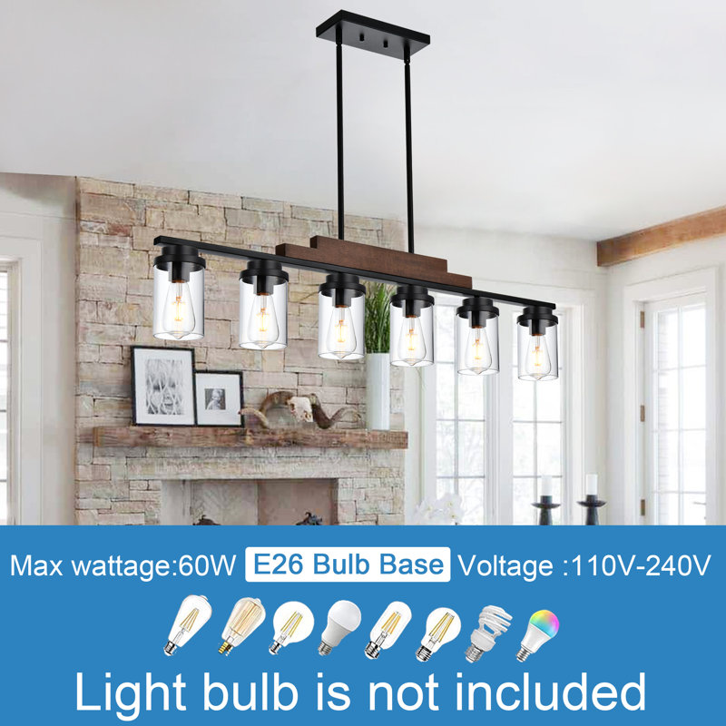 17 Stories 6-Light Dining Room Light Fixture,Black Farmhouse Chandelier ...