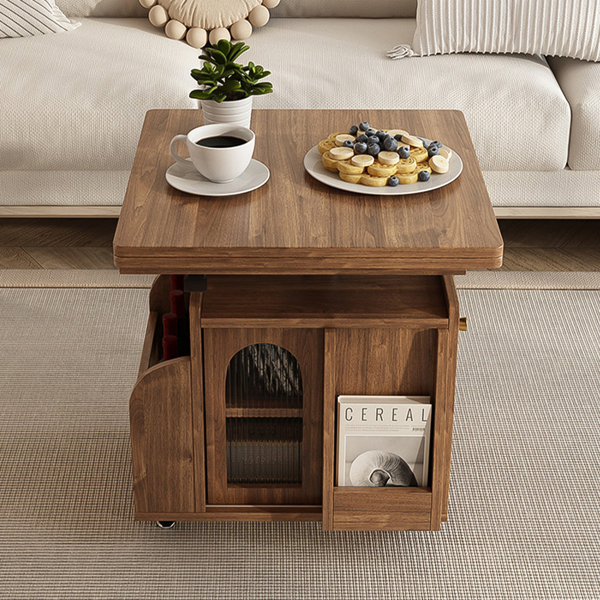 Organix Pattern 20.28" Dark Brown Wood Adjustable and Foldable End ...