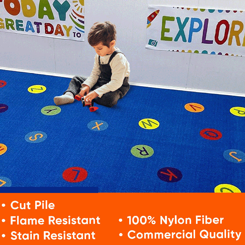 Kid Carpet Alphabet Dots Semi Circle Rug | Wayfair