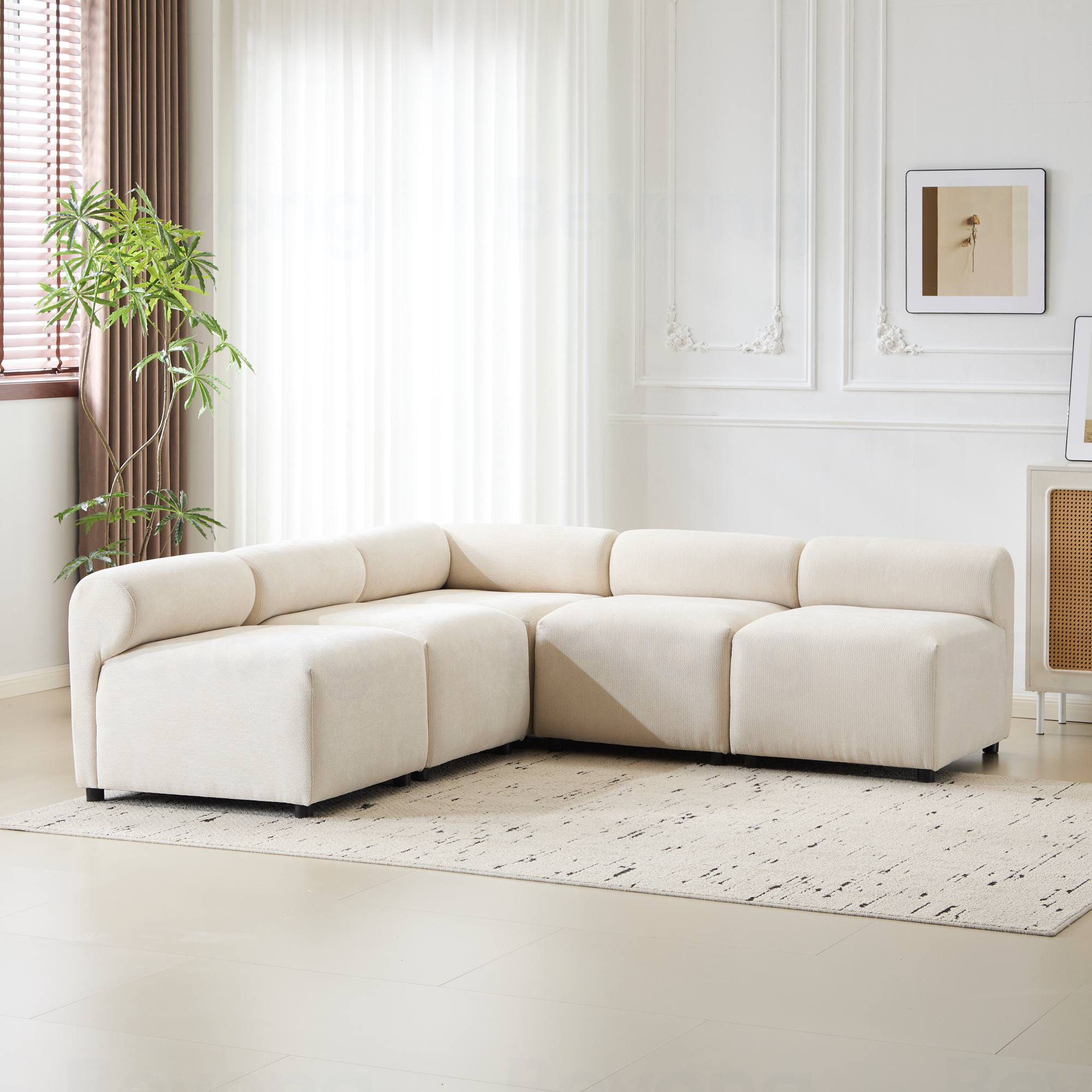 Latitude Run® 83 in. 5-Piece V Shaped Modular Free Combination ...
