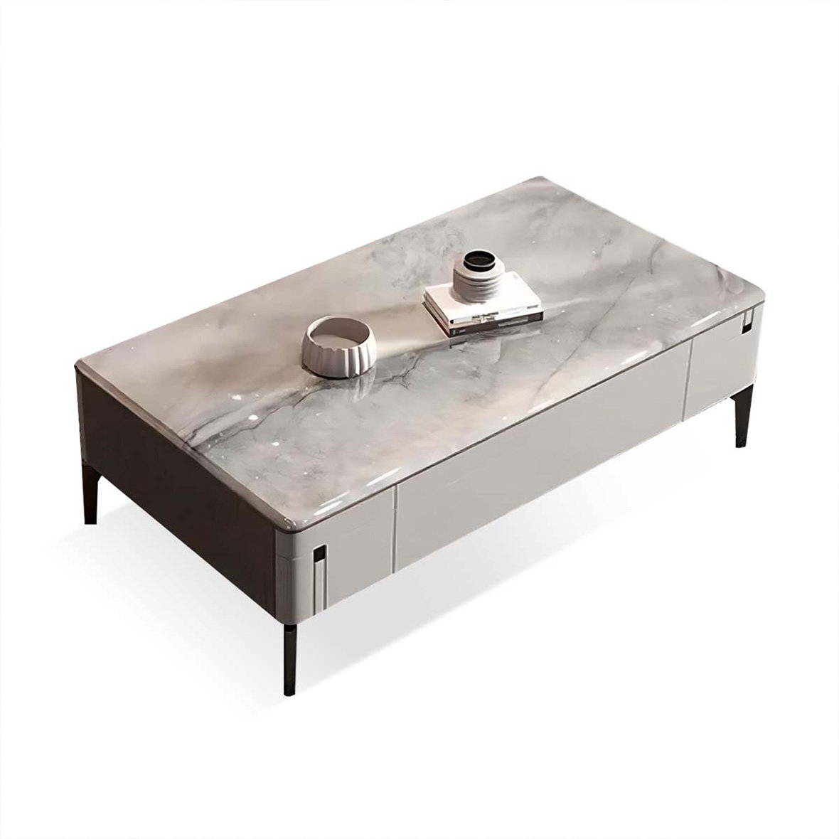 Orren Ellis White Stone + Rectangular Coffee Table | Wayfair