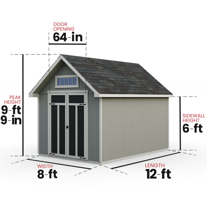Handy Home Tribeca 8 ft. W x 12 ft. D Manufactured Wood Storage Shed ...