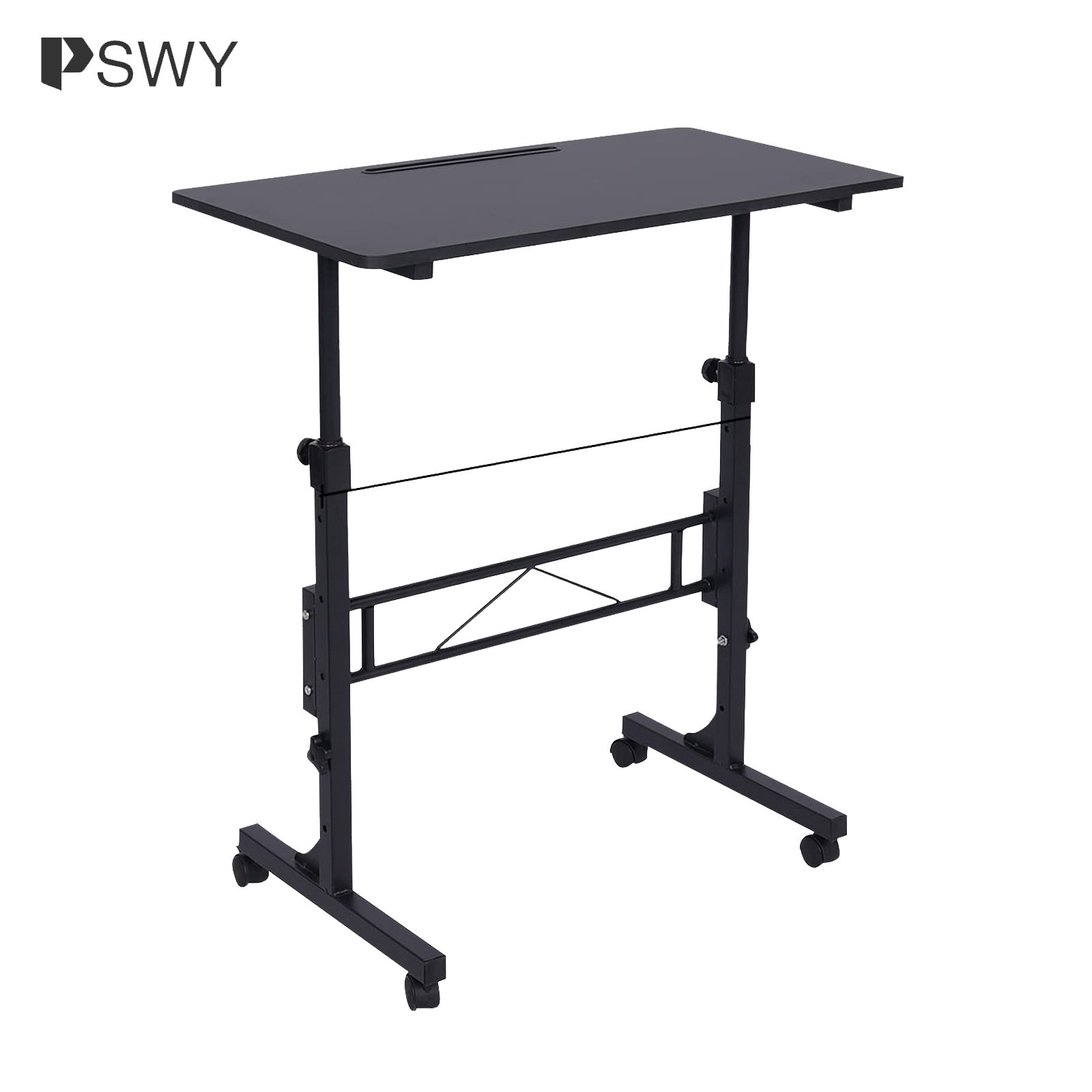 PSWY Rolling Desk Standing Table Adjustable Height Sit Stand Home ...