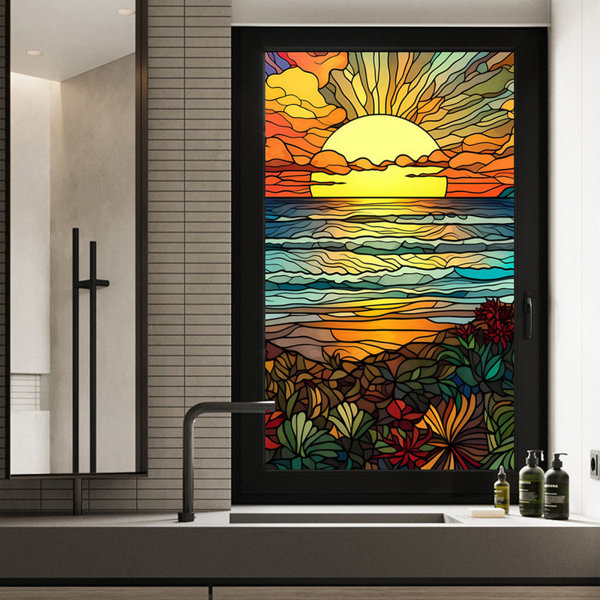 House of Hampton Reusable Seaside Sun Window Film UV Protection Anti ...