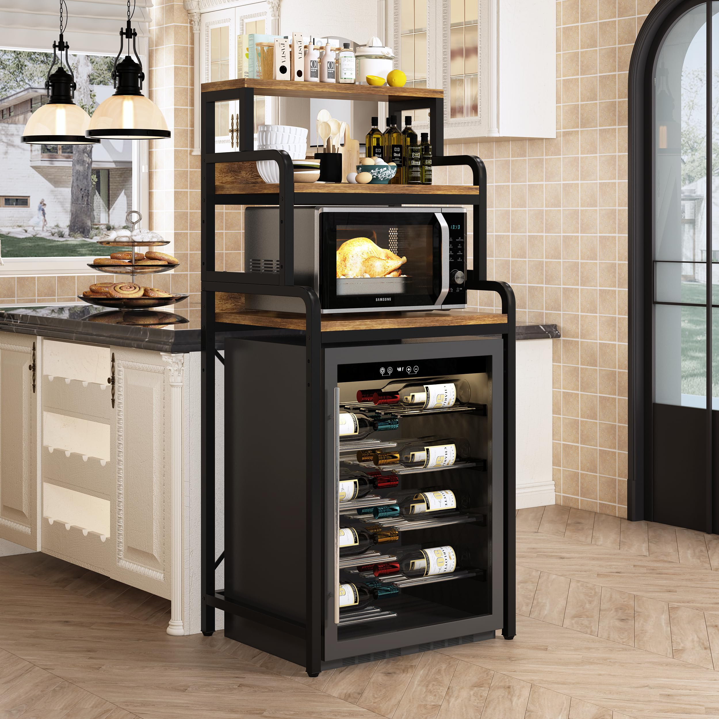 17 Stories 4-Tier Kitchen Bread Rack, Mini Fridge Stand Shelf, Free ...