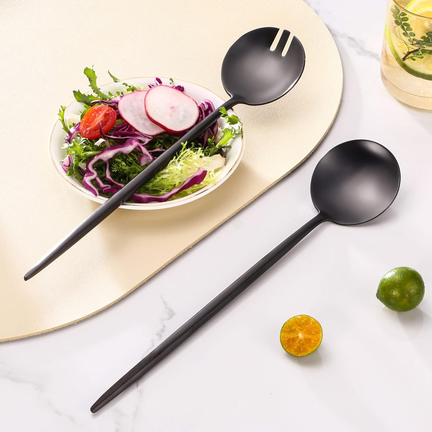 Stock Preferred Black Stainless Steel Salad Servers 2-piece Set | Wayfair