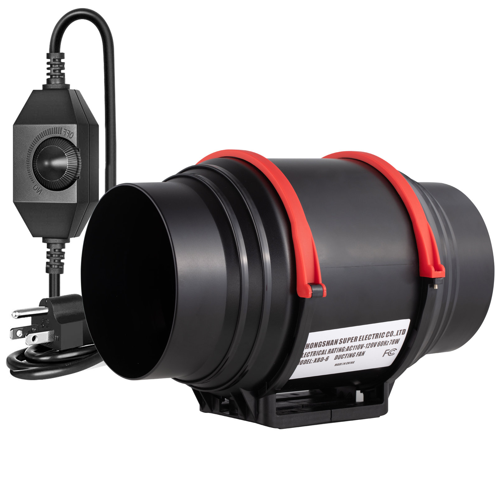 Kulamoon 6 Inch 395 Cfm Inline Duct Ventilation Fan Air Circulation ...