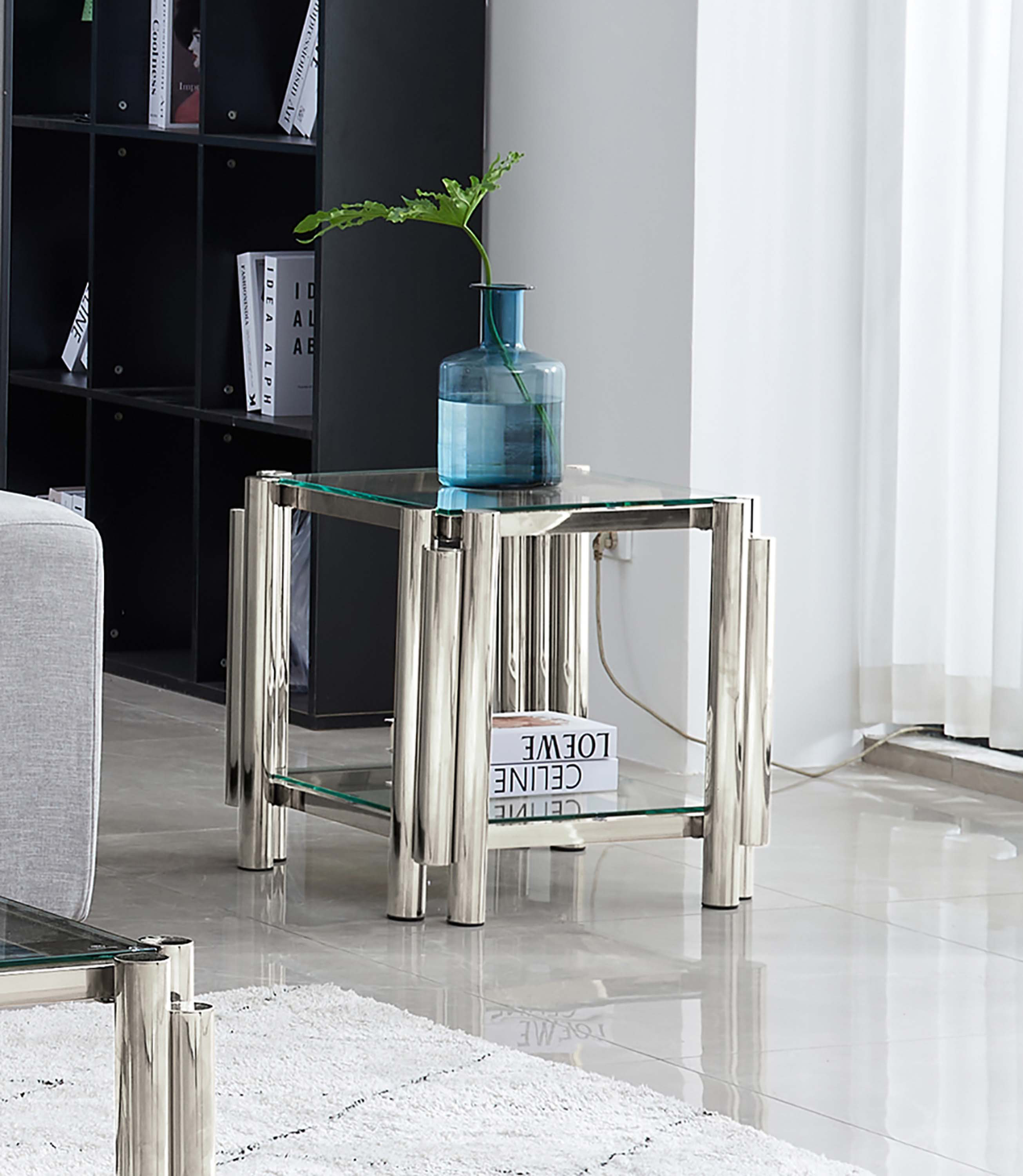 Mercer41 20 Inch Square End Table, Modern Stainless Steel End Table ...