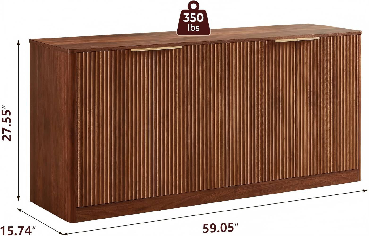 Ebern Designs 59" Fluted Sideboard Buffet Cabinet With Storage, Large ...