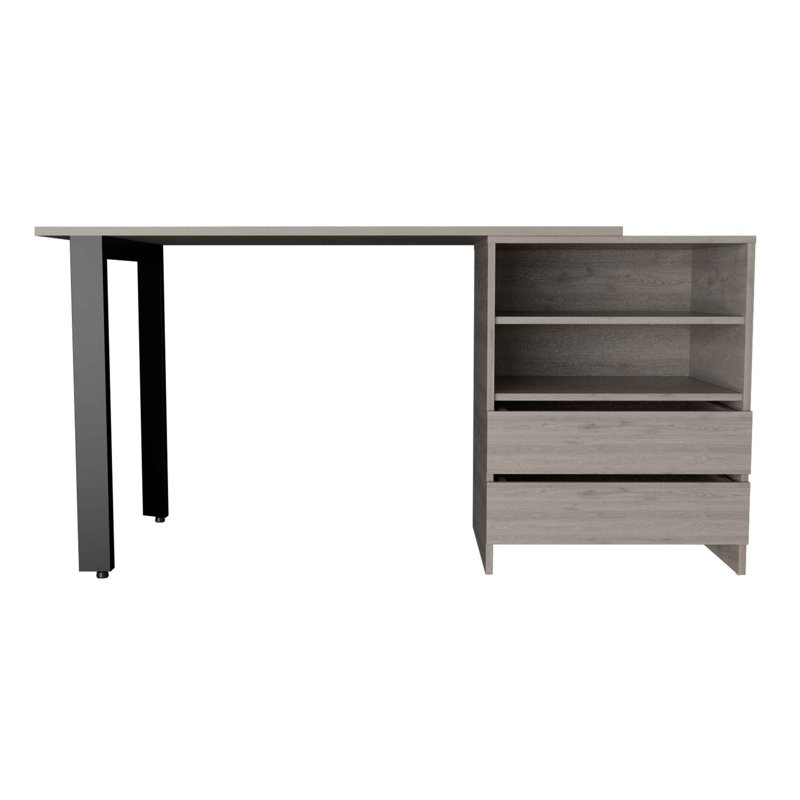 Latitude Run® 58" Light Gray Wood Computer Desk | Wayfair