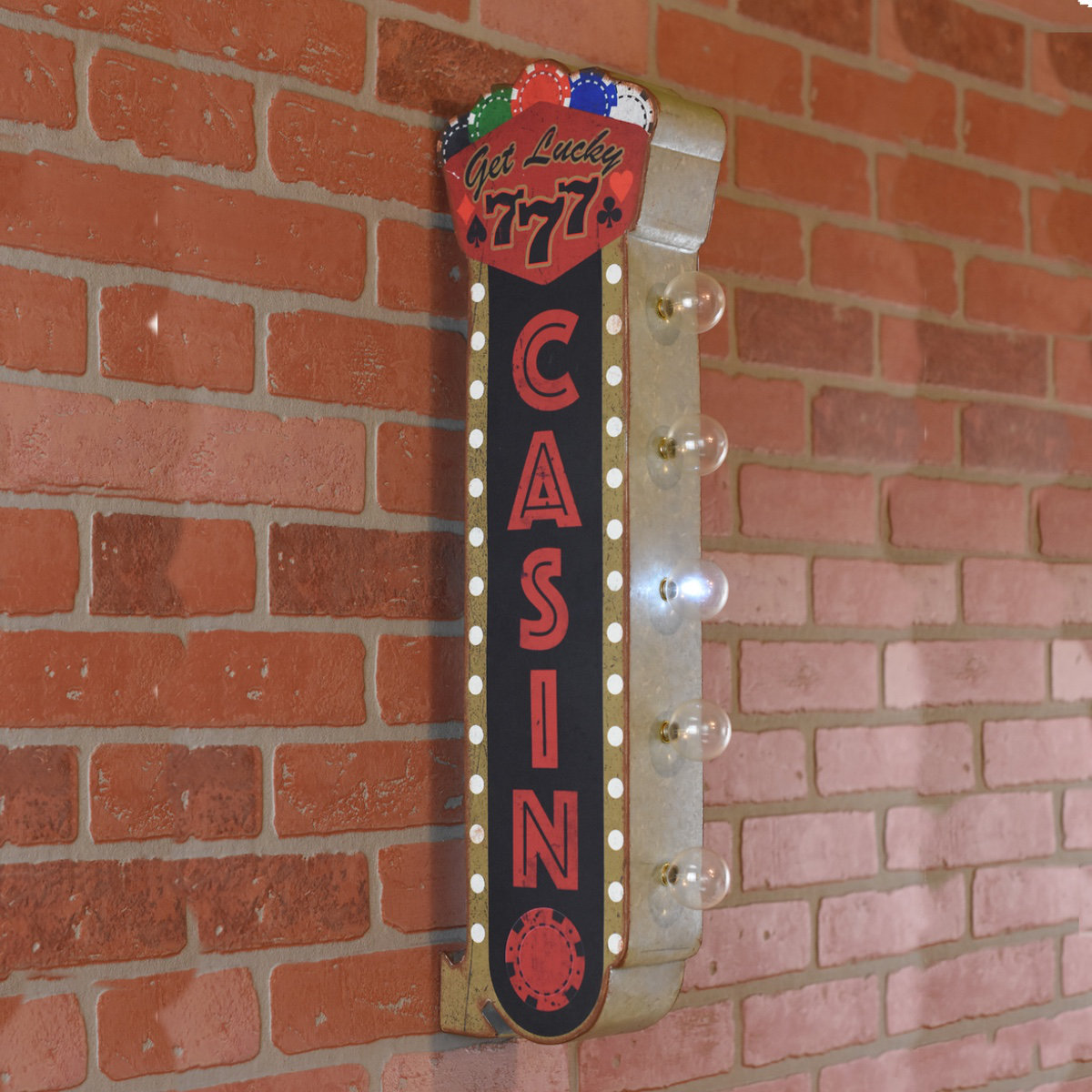 Williston Forge Light Up Flashing Casino Metal Arrow Sign LED Poker ...