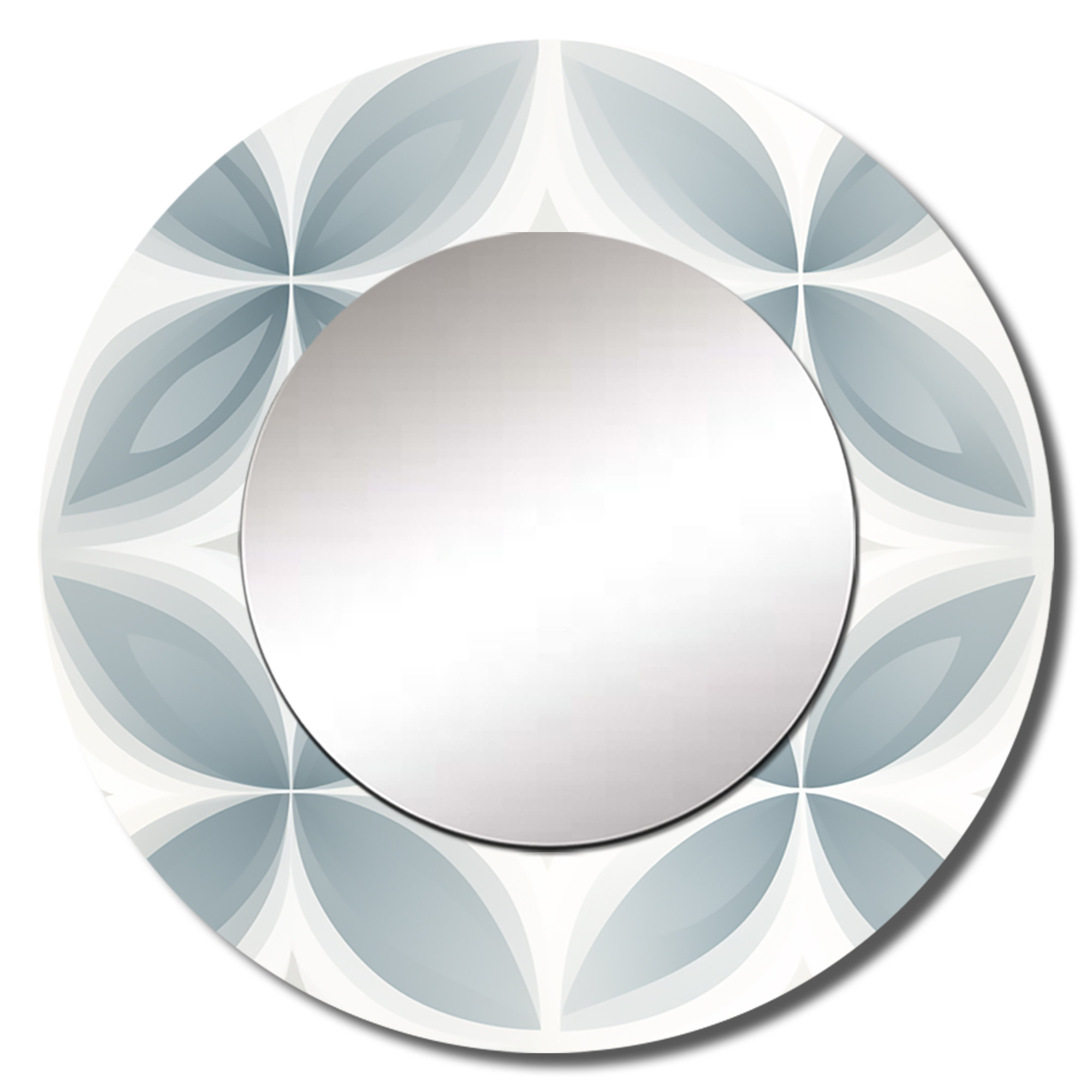 Design Art Soft Monochrome - damask Decorative Mirror, White Round Wall ...