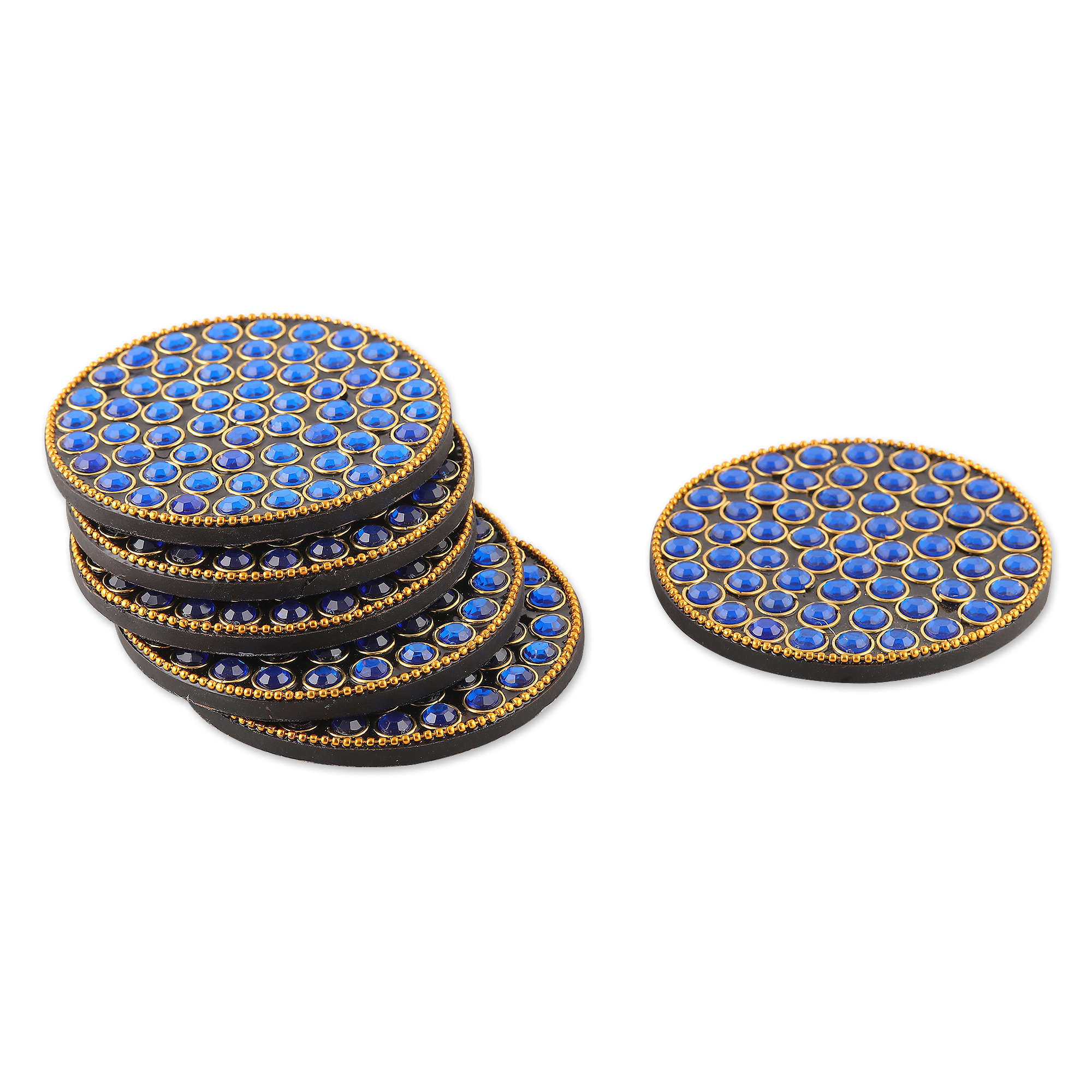 Novica Handmade Royal Glitz Beaded Wood Coasters | Wayfair