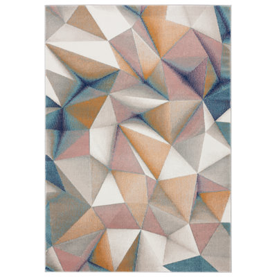 Corrigan Studio® Jenifry Geometric Beige/Blue/Orange Area Rug & Reviews ...