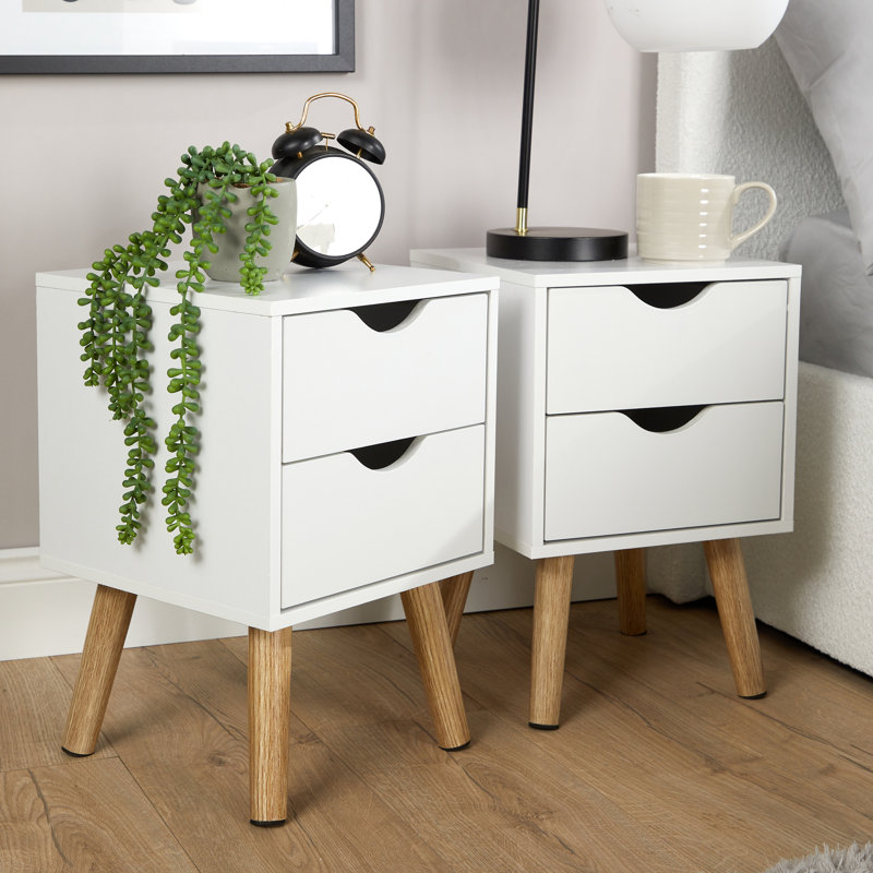 Norden Home Clarinda Pair of 2 Drawer Scandi Bedside Table Units ...