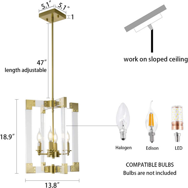 Mercer41 Marcee 4 - Light LED Square / Rectangle Chandelier | Wayfair