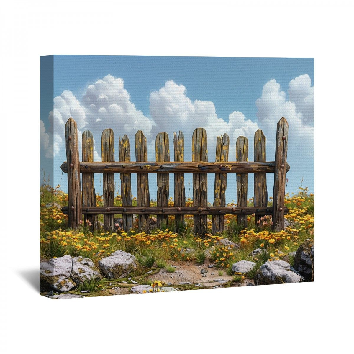 Red Barrel Studio Wooden fence Canvas Wrap - Landscape Wall Decor ...