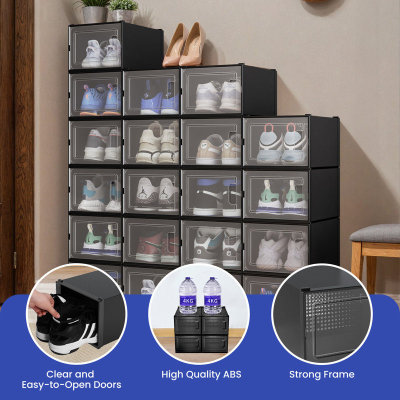 Rebrilliant 20 Pair Stackable Shoe Storage Box | Wayfair