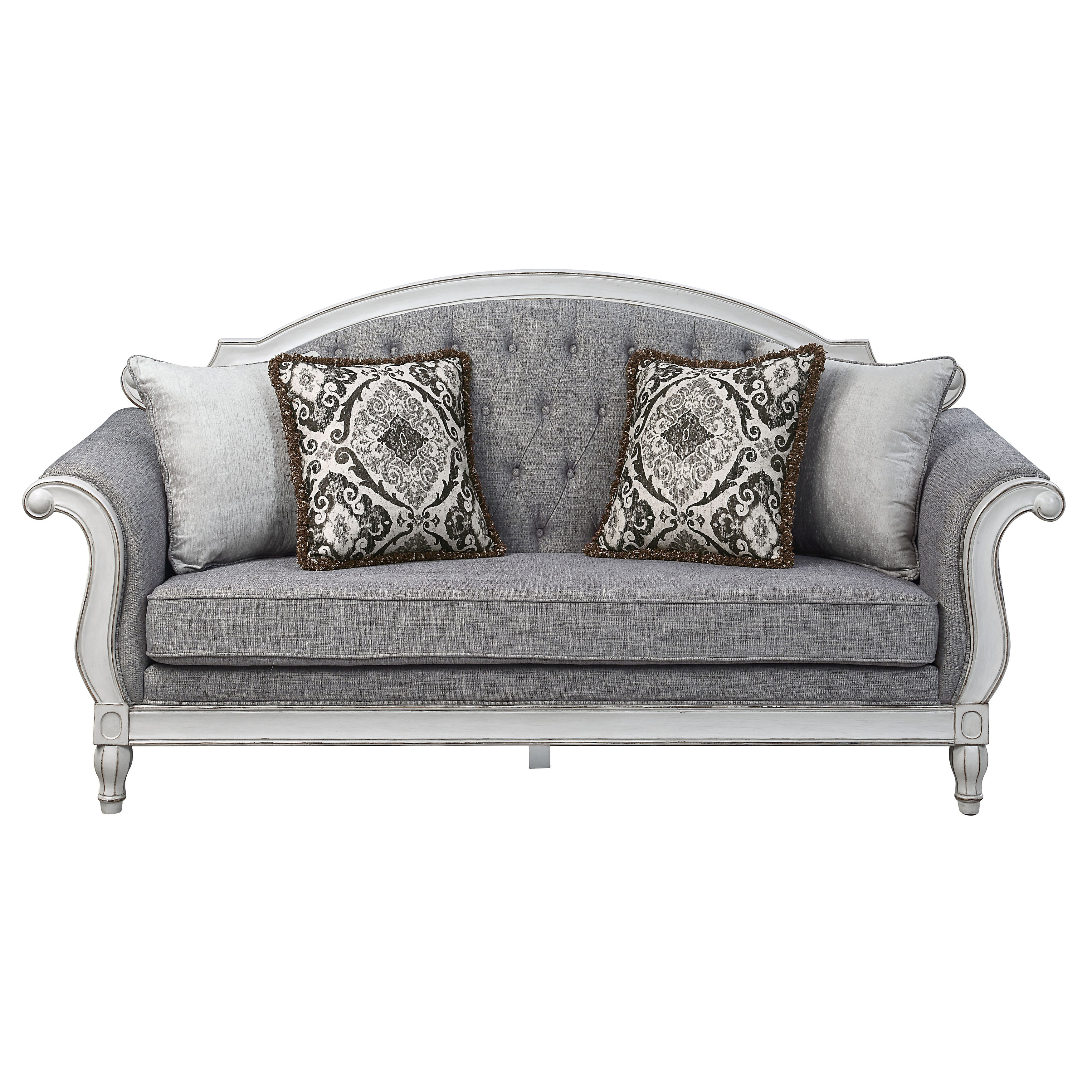 Red Barrel Studio® Crestor Traditional Arched Back Sofa With 4 Pillows ...