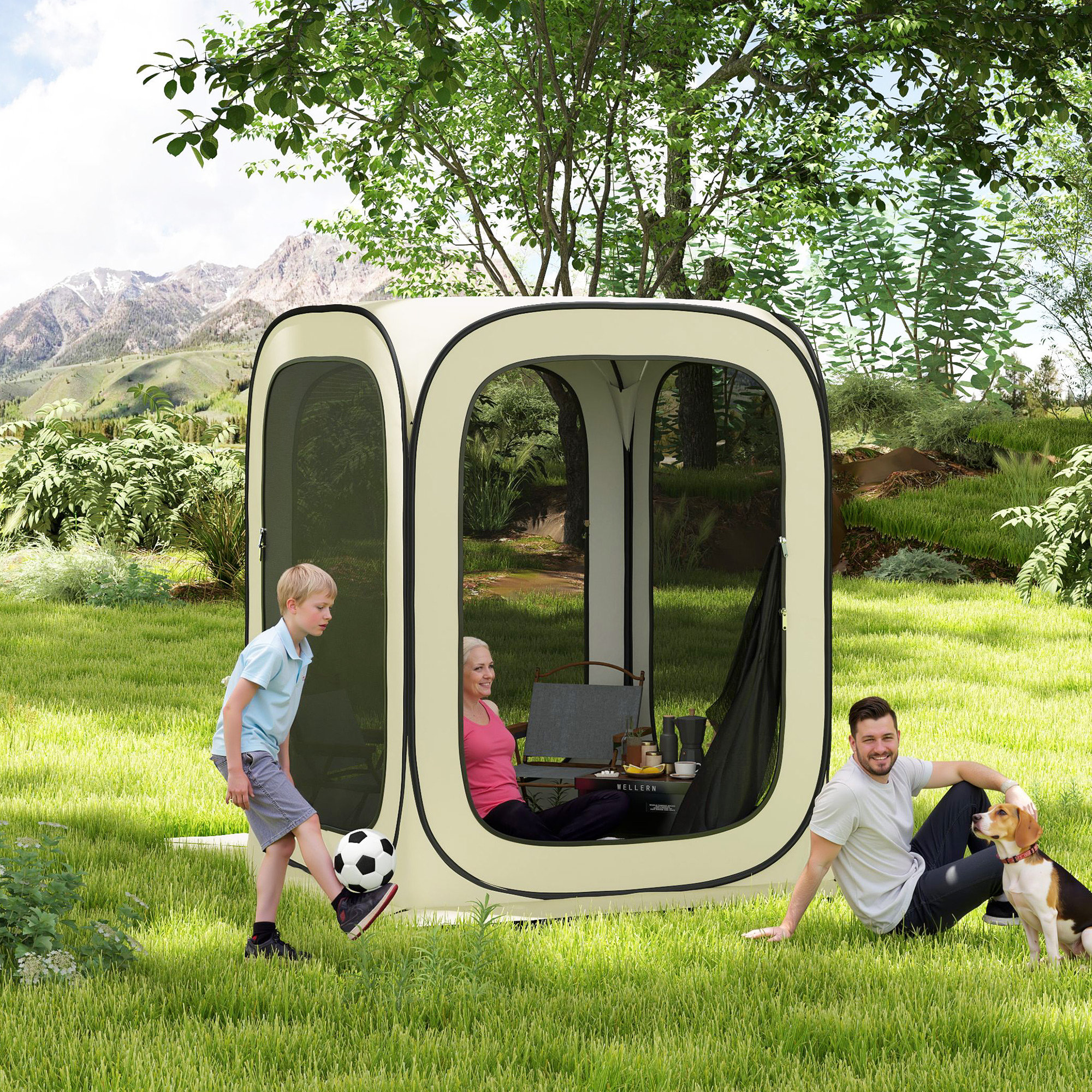 Outsunny 6 x 6ft Pop Up Screen Tent, Portable Camping Gazebo Canopy ...