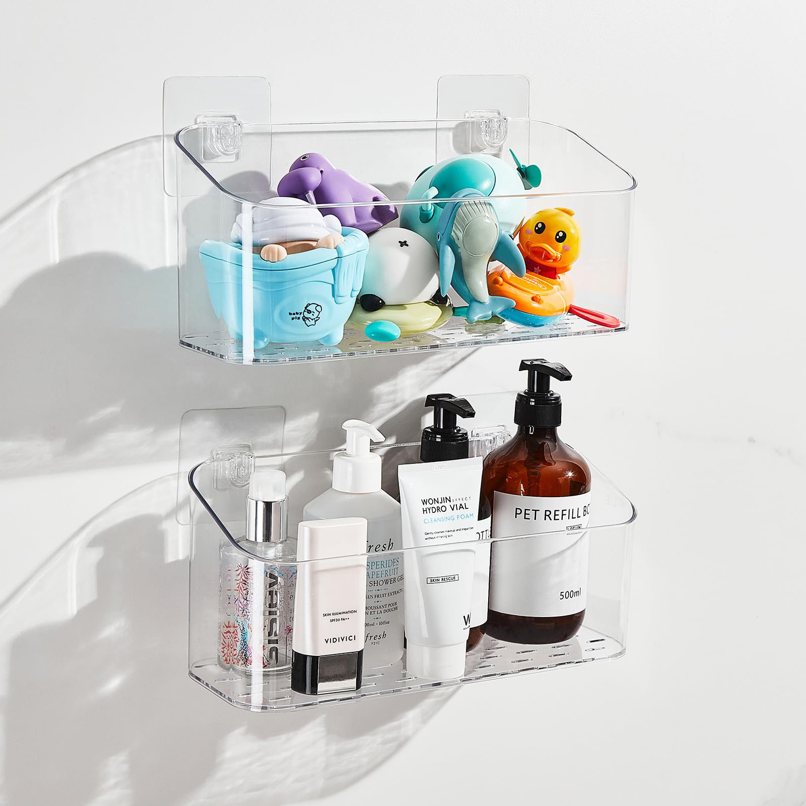 Rebrilliant 2 Pack Large Transparent Bathtub Toy Storage Box Shower ...