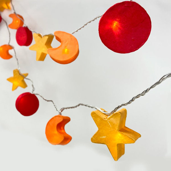 17 Stories ShallonLEDHandmade Paper Suns Stars and Moons String Light ...