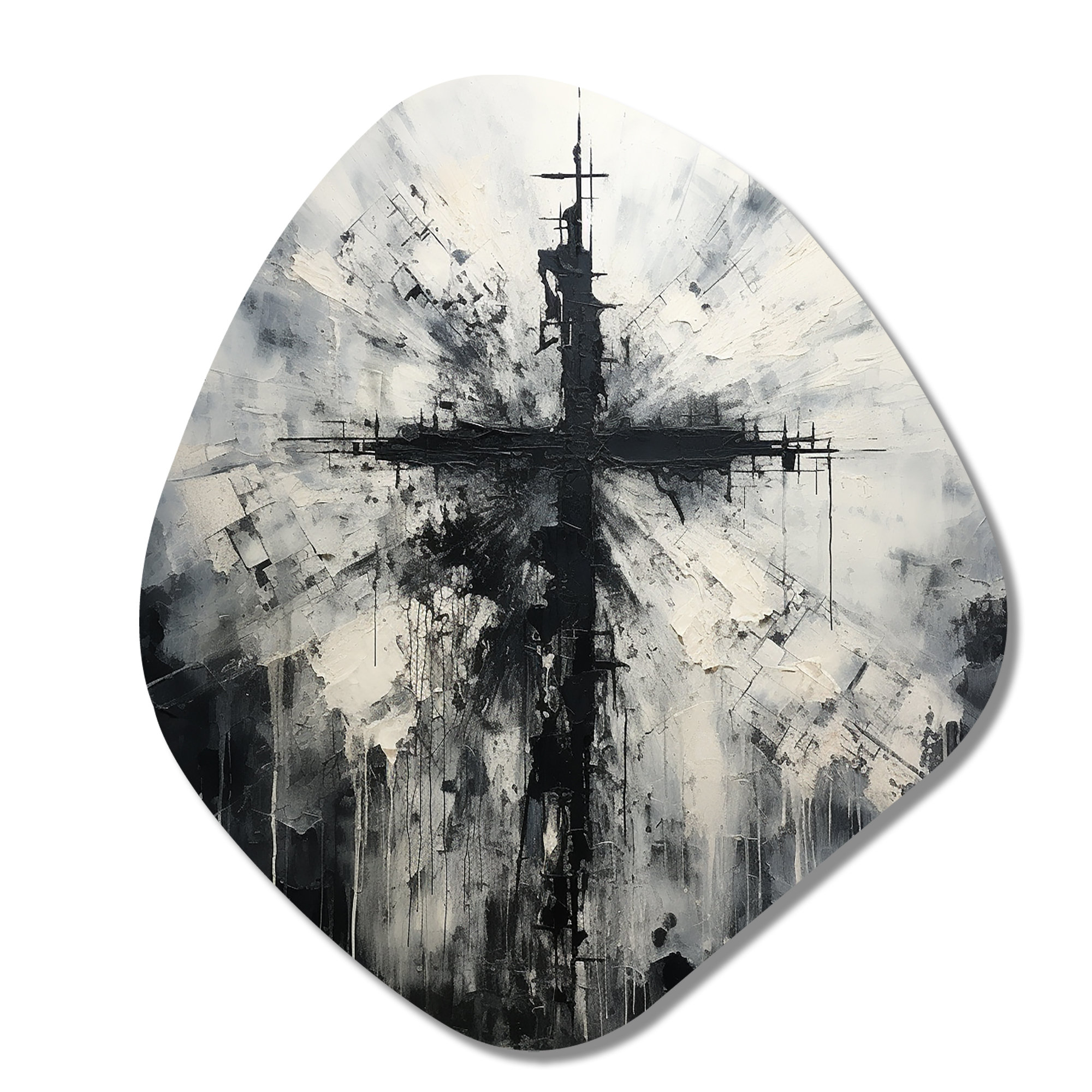 Design Art Minimalism Black Religious Cross - Christianity Nebula Shape ...
