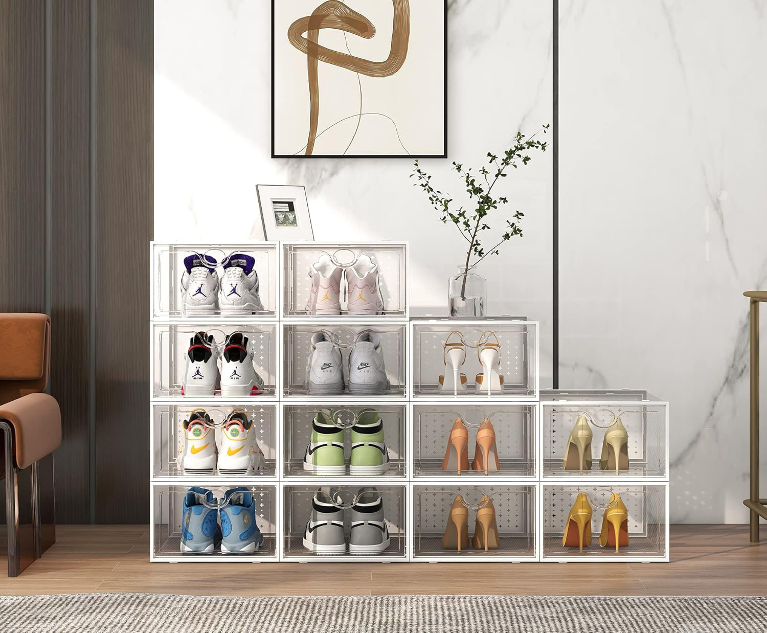 Rebrilliant Clear Stackable Shoe Storage Boxes, Extra Large Plastic ...