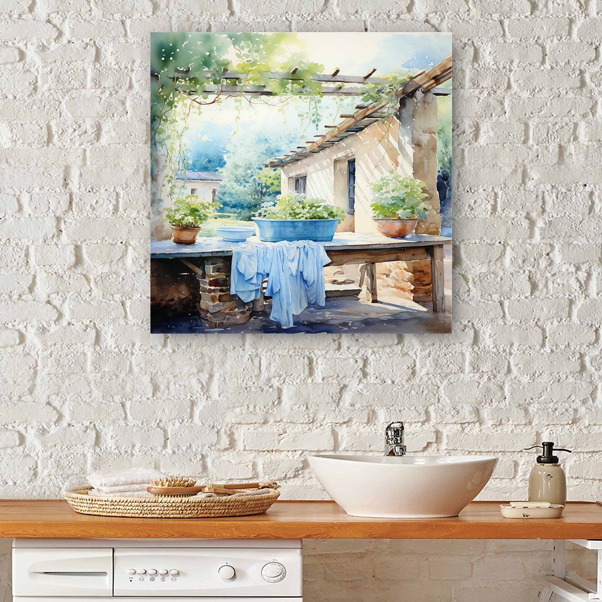 August Grove® Washday Blues In Provence 2 - Laundry Wall Art | Wayfair