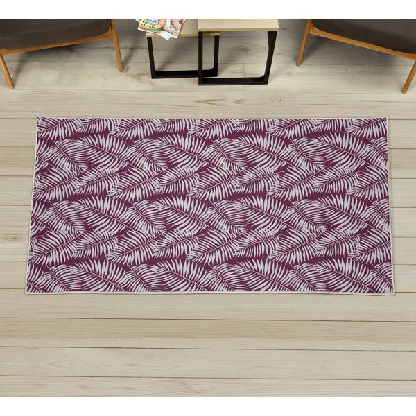 Bungalow Rose Leaves Area Rug Carpet Plum Aloha Leaf Botanical Plum and ...
