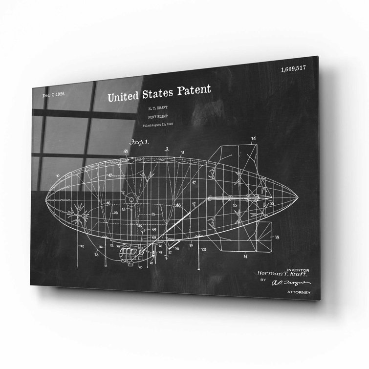 17 Stories ''Pony Blimp Blueprint Patent Chalkboard,'' Acrylic Glass ...