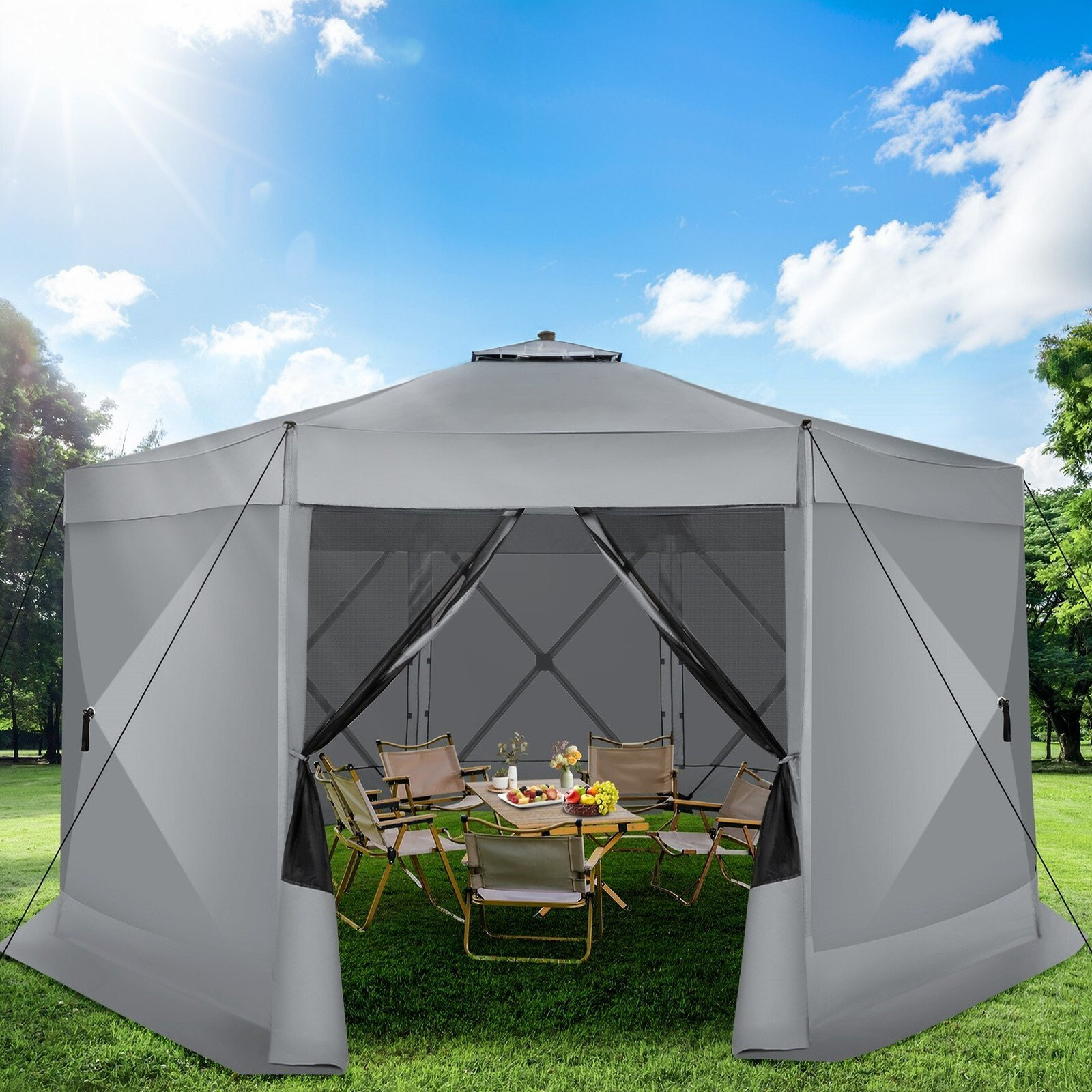 TOOLUCK 15x15 Screen Room with Mosquito Netting, Hub Tent Instant ...