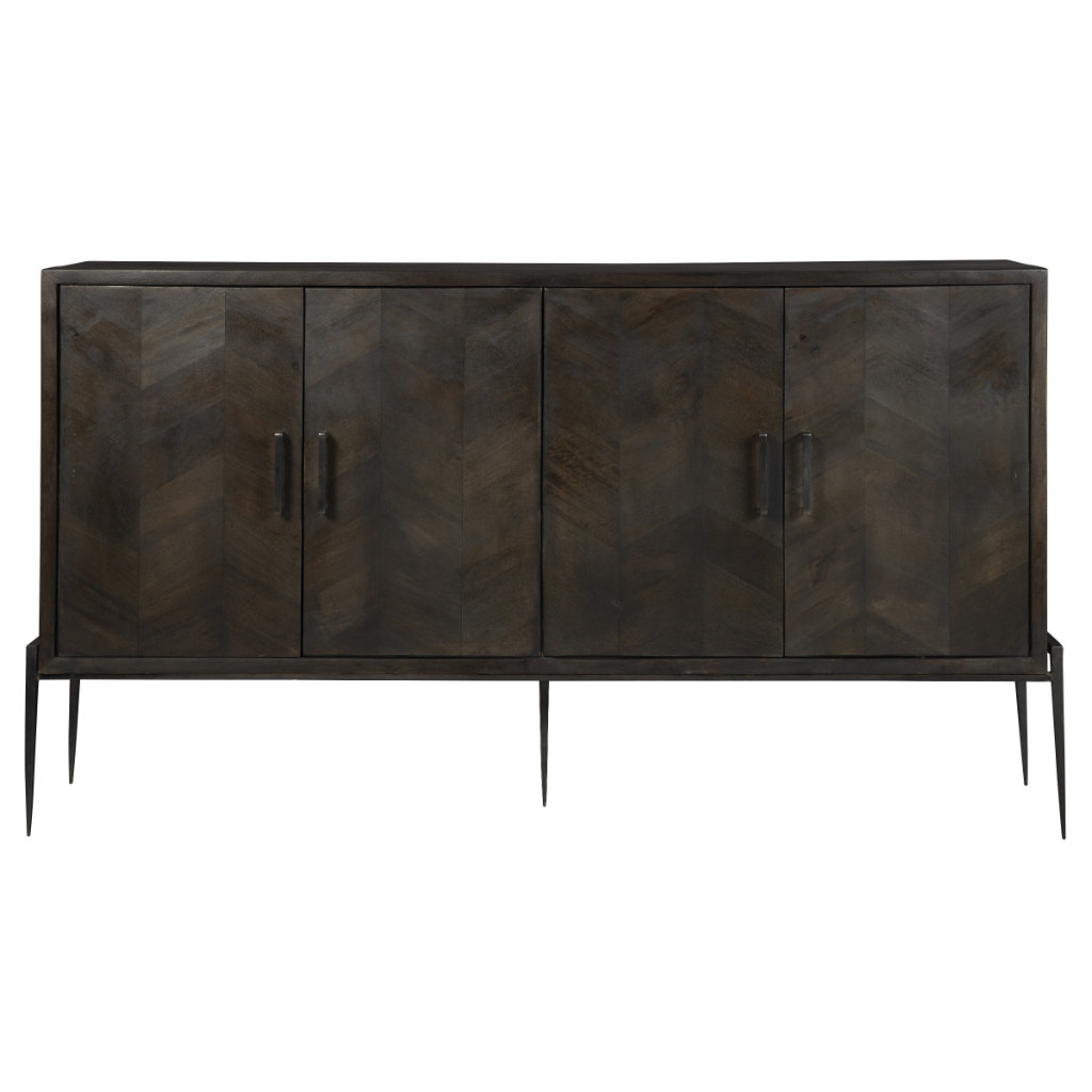 17 Stories Special Reserve Herringbone Mango Wood Entertainment Console ...