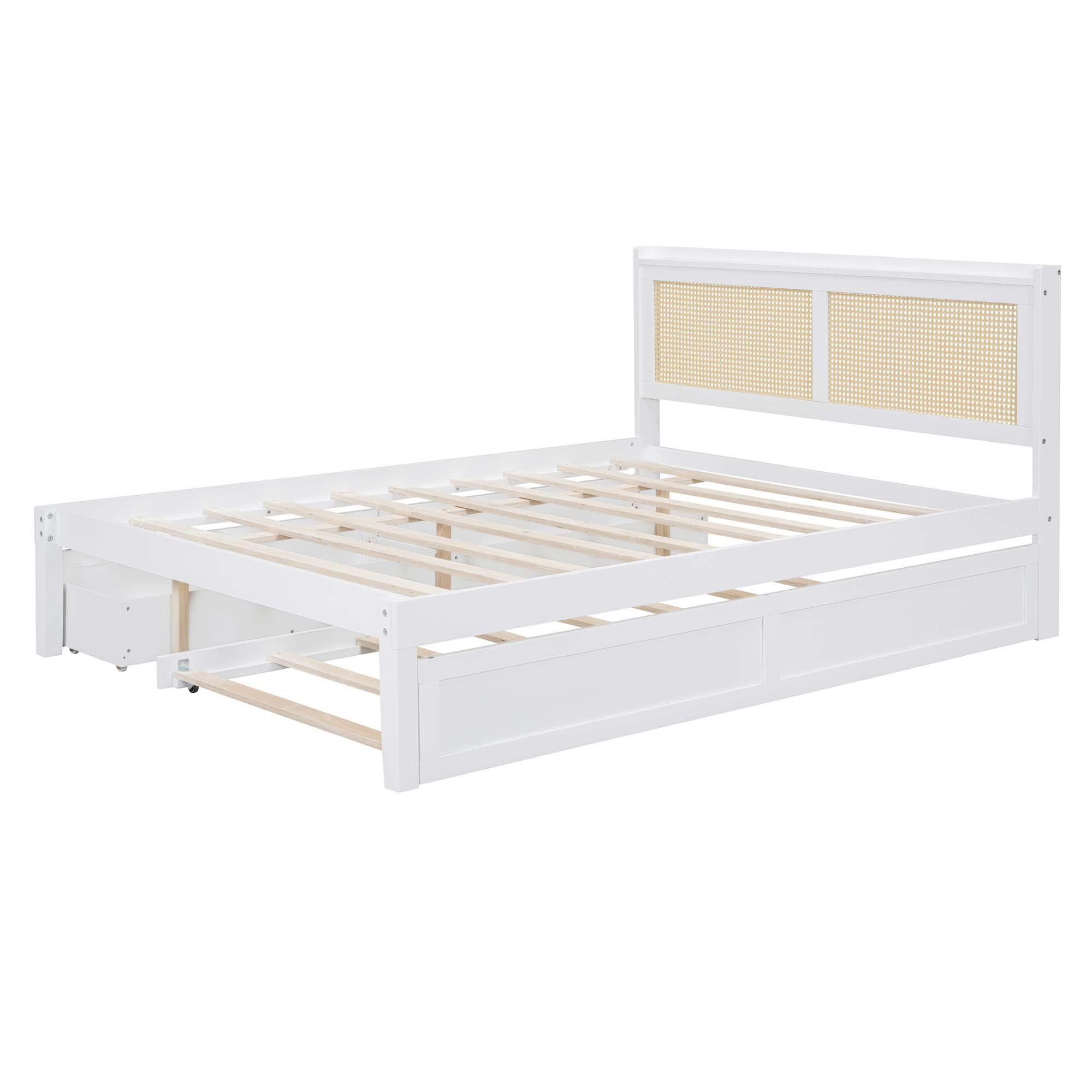 Bay Isle Home™ Elegant Bed Frame With Rattan Headboard And Sockets ...