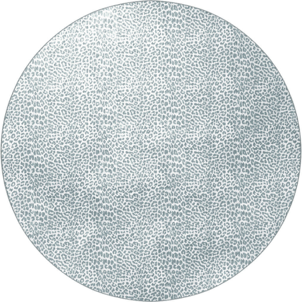 HomeRoots 8' X 8' Grey Leopard Print Round Shag Handmade Non Skid Area ...