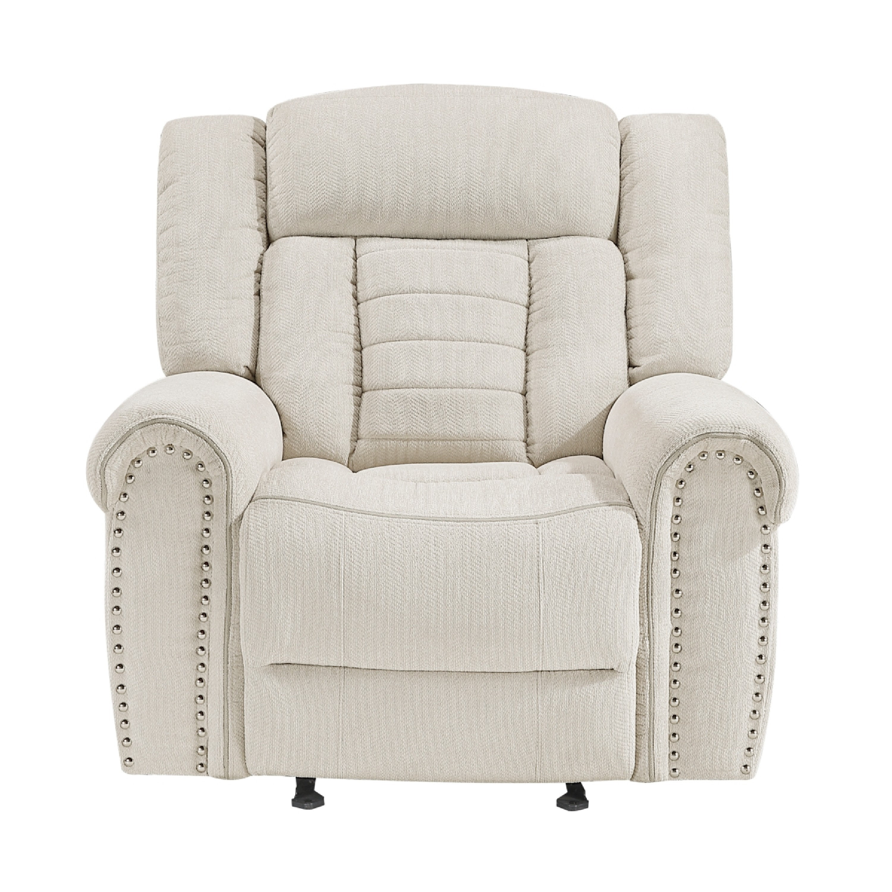 Benjara Reo Manual Reclining Chair With Glider Motion, Soft Beige ...
