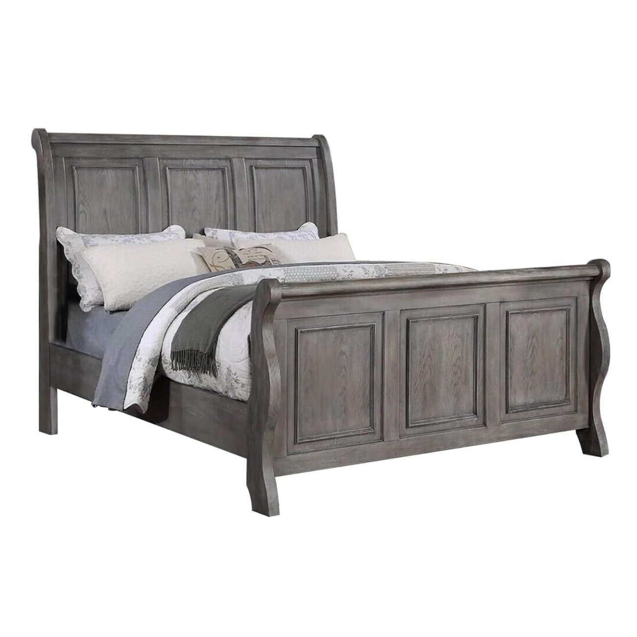 GZMWON Grey Sleigh Design Headboard FB 1Pc California King Size Panel ...